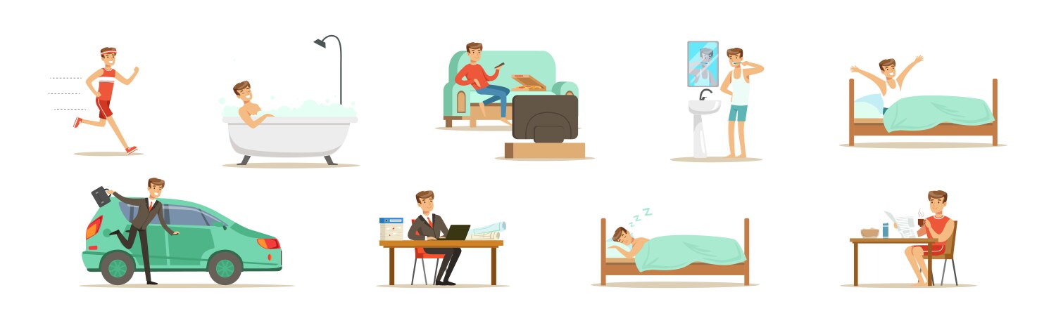 Adult Daily Routine Activities Vector Images (over 520)