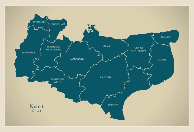 Modern map - kent county with districts uk Vector Image
