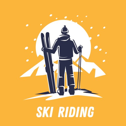 Skiing stylized symbol logo or emblem template Vector Image