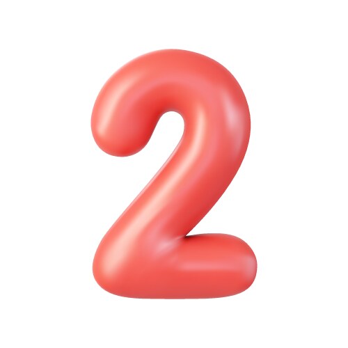 3d number 2 two sign red color Royalty Free Vector Image