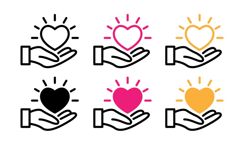 Empathy icon set courtesy heart hand logo symbol Vector Image