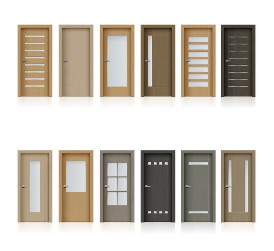 Door animation opened and closed wooden doors Vector Image