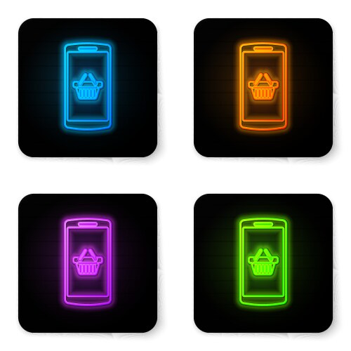 Glowing neon website on laptop screen icon Vector Image