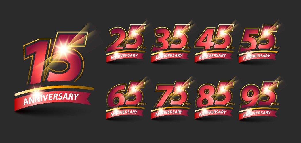 100 years red gold anniversary logo Royalty Free Vector