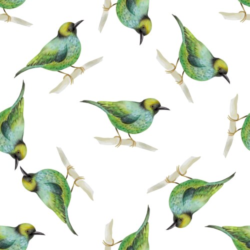 Retro winter birds pattern Royalty Free Vector Image