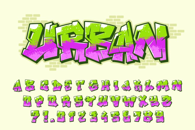 Square alphabet graffiti text letters Royalty Free Vector