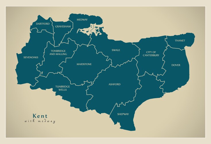 Modern map - kent county with districts uk Vector Image