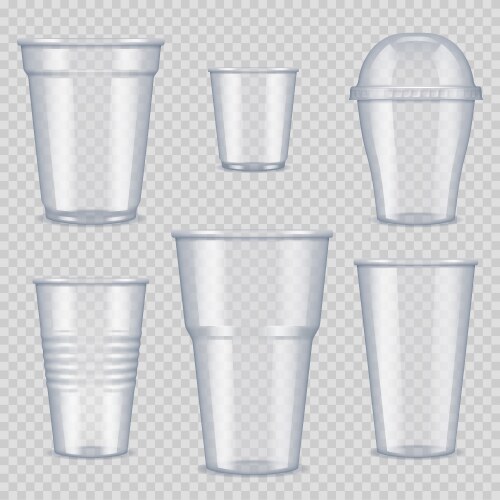 Realistic plastic cups mockup set Royalty Free Vector Image