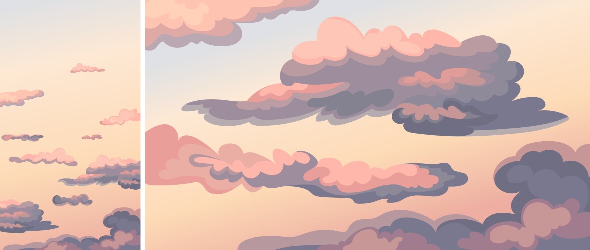 Cartoon evening sky sunset or morning landscape Vector Image