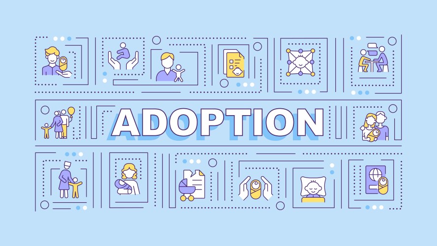 Adoption blue word concept Royalty Free Vector Image