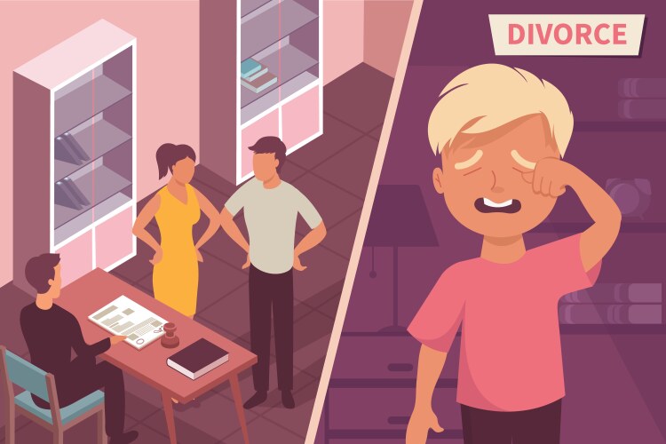 Unhappy family parents divorce couple child Vector Image