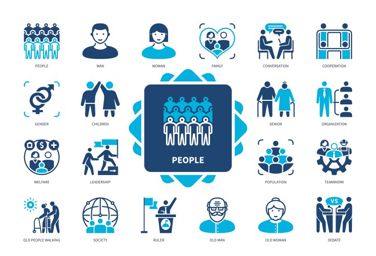 Sociology Icon Set - Solid Style Royalty Free Vector Image
