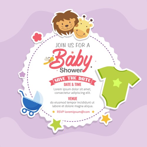 Baby shower cartoon invitation Royalty Free Vector Image