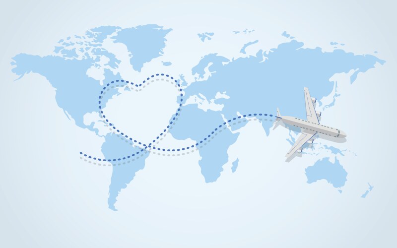 Plane flew over map Royalty Free Vector Image - VectorStock
