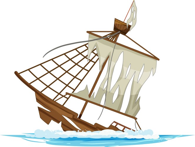 Passenger ship sinking survivors in life raft Vector Image