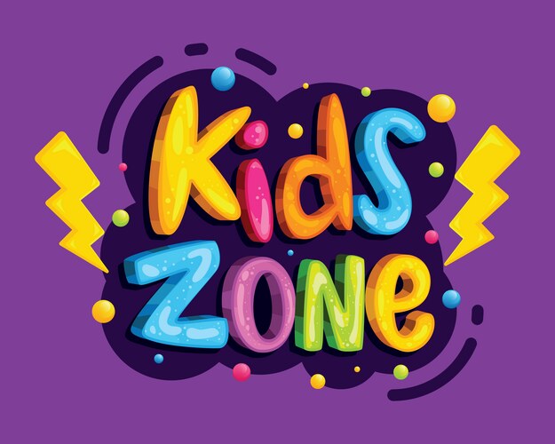Kids zone banner fun label for birthday Royalty Free Vector