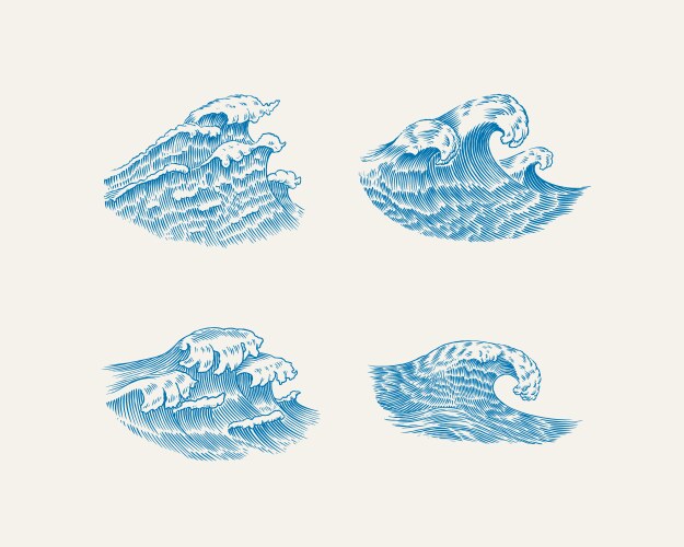 Atlantic tidal waves vintage old engraved hand Vector Image