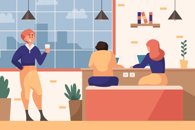 Cartoon coworking space Royalty Free Vector Image