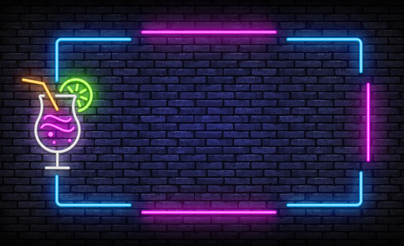 Birthday party neon label Royalty Free Vector Image