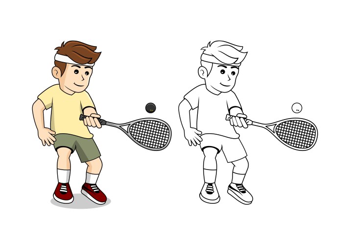 Squash player cartoon design Royalty Free Vector Image