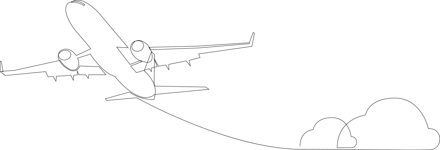 Airplane one line drawing isolated on white Vector Image