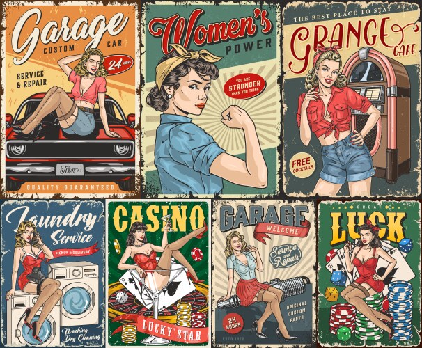 Vintage Colorful Woman Power Badge Royalty Free Vector Image