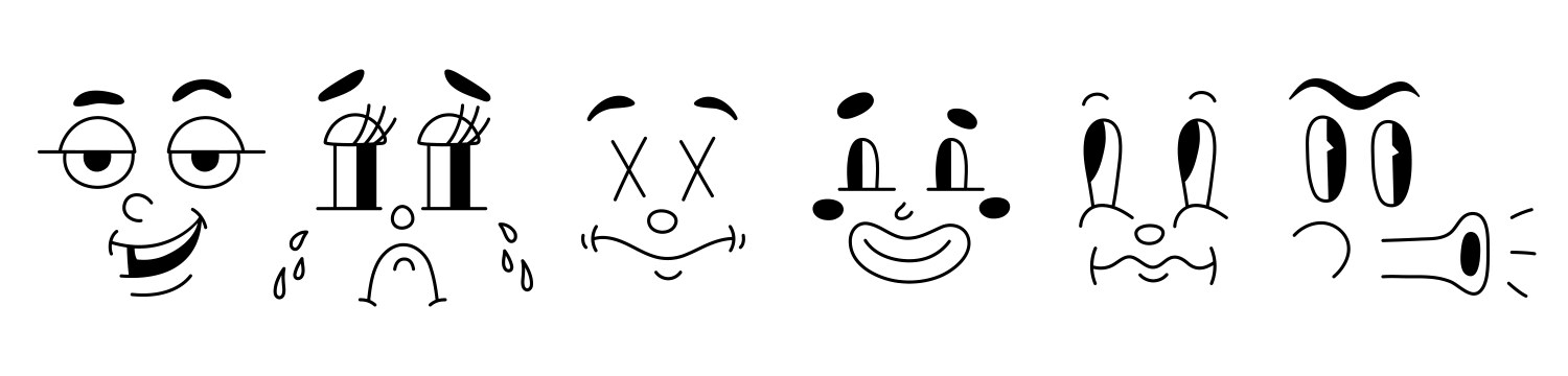 Retro 30s characters mascot comic faces Royalty Free Vector