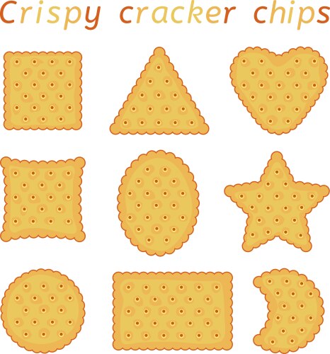 Cute smiling cracker chips different shapes Vector Image