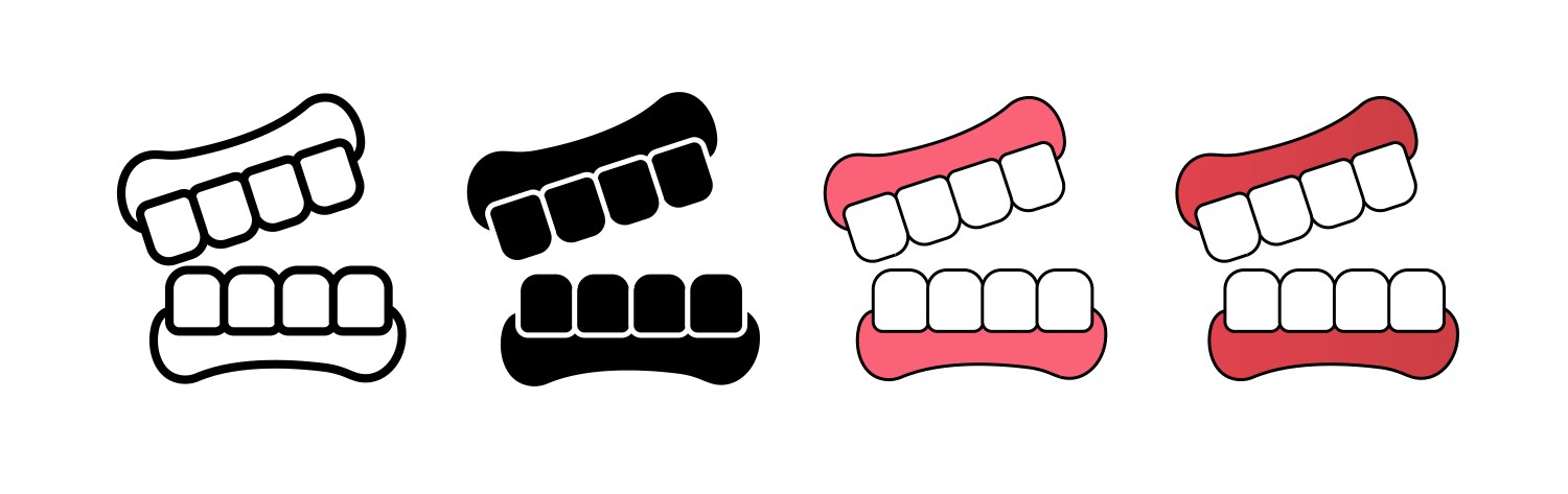 False jaw icon set prosthetic denture teeth Vector Image