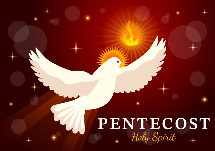 Pentecost sunday with flame and holy spirit dove Vector Image