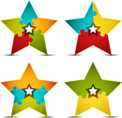 Puzzle game with star shape printable kids Vector Image