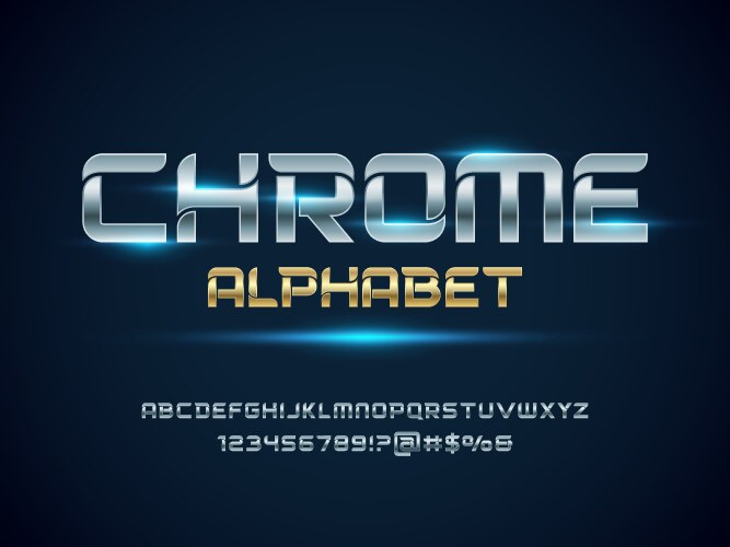 Stylish industrial chrome alphabet uppercase Vector Image