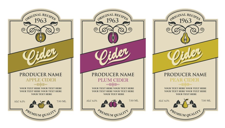 Labels for cider Royalty Free Vector Image - VectorStock