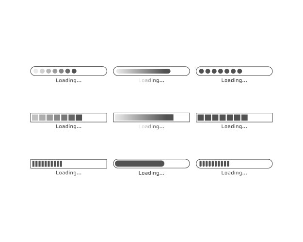Collection loading bar status icon set of loaded Vector Image