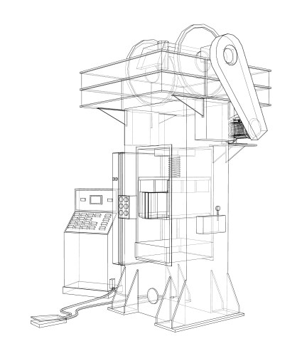 Friction screw press concept outline Royalty Free Vector