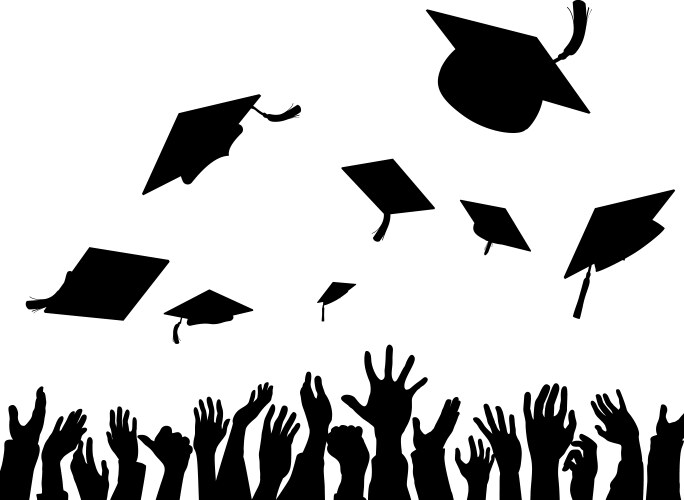 Graduation Celebration - Caps and Diplomas Vector Image