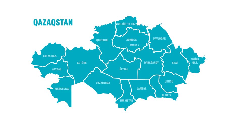Map of kazakhstan eng 3 Royalty Free Vector Image