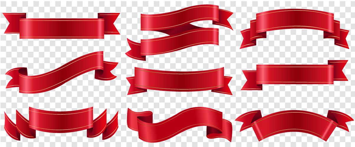 Red and golden labels with transparent background Vector Image