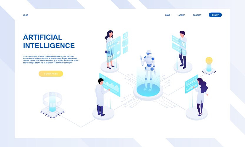 Using artificial intelligence virtual assistant Vector Image