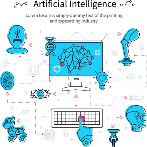 Thin line computer science poster banner Vector Image