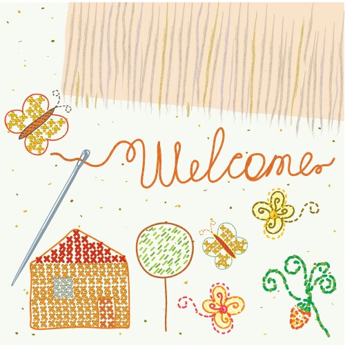 Embroidering girl Royalty Free Vector Image - VectorStock