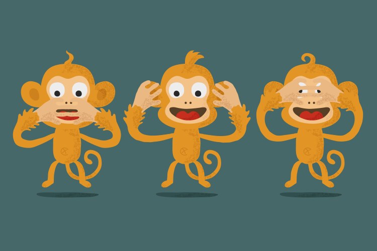 Three monkeys emoticons Royalty Free Vector Image