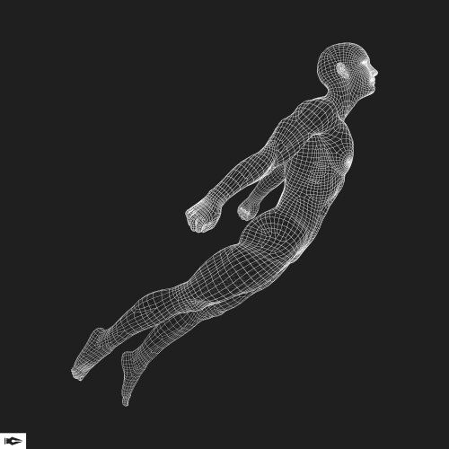 Silhouette of a jumping man 3d model Royalty Free Vector