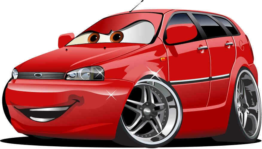 Red hot european style sports-car cartoon Vector Image