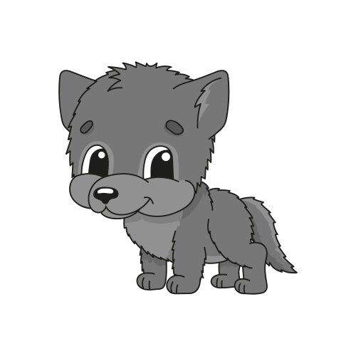 Cartoon grey wolf character Royalty Free Vector Image