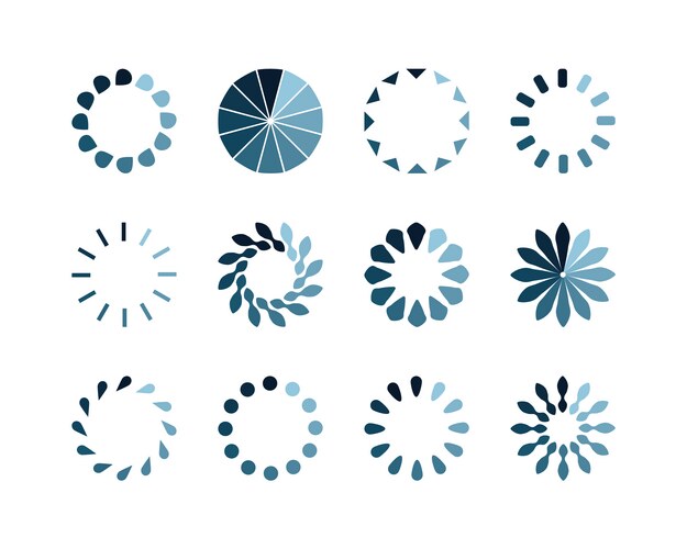Collection loading bar status icon set of loaded Vector Image