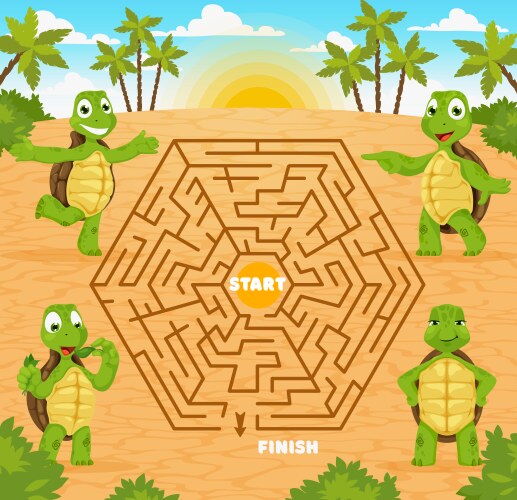 Scene with turtle at zoo Royalty Free Vector Image