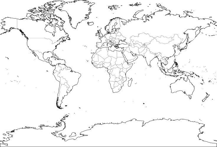 Hand drawn world map sketch on white background Vector Image