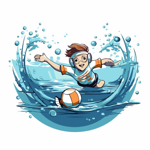 A boy swimming in the water cartoon character Vector Image