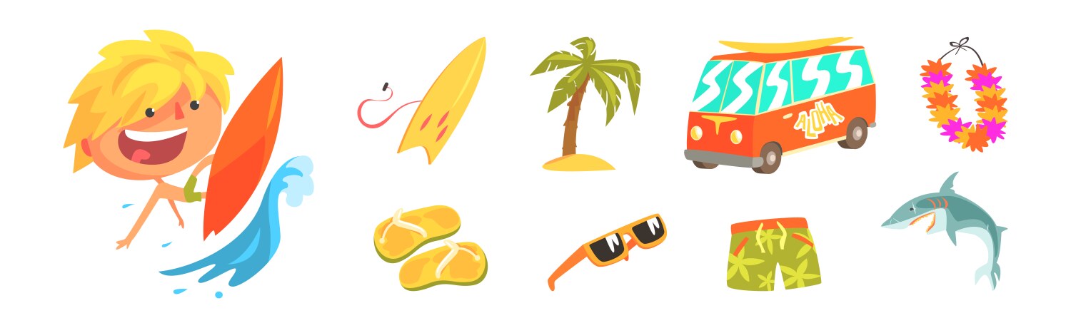 Hawaiian resort and tropical object bright Vector Image